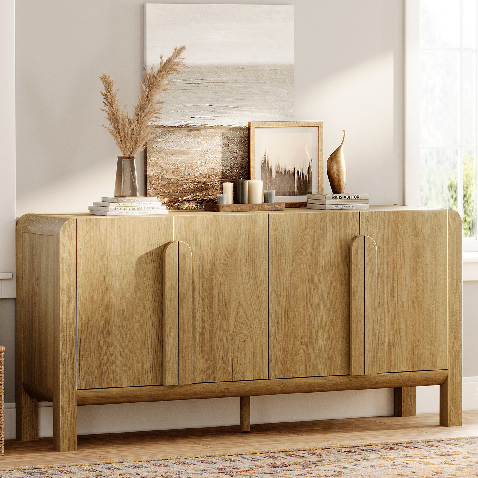 Ebern Designs Adora Teen Dresser For Bedroom With Curved Profile Design,63" Wide Modern Chest ...